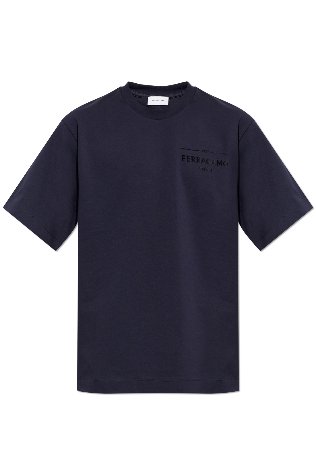 SALVATORE FERRAGAMO t-shirt with a logo and velvet finish